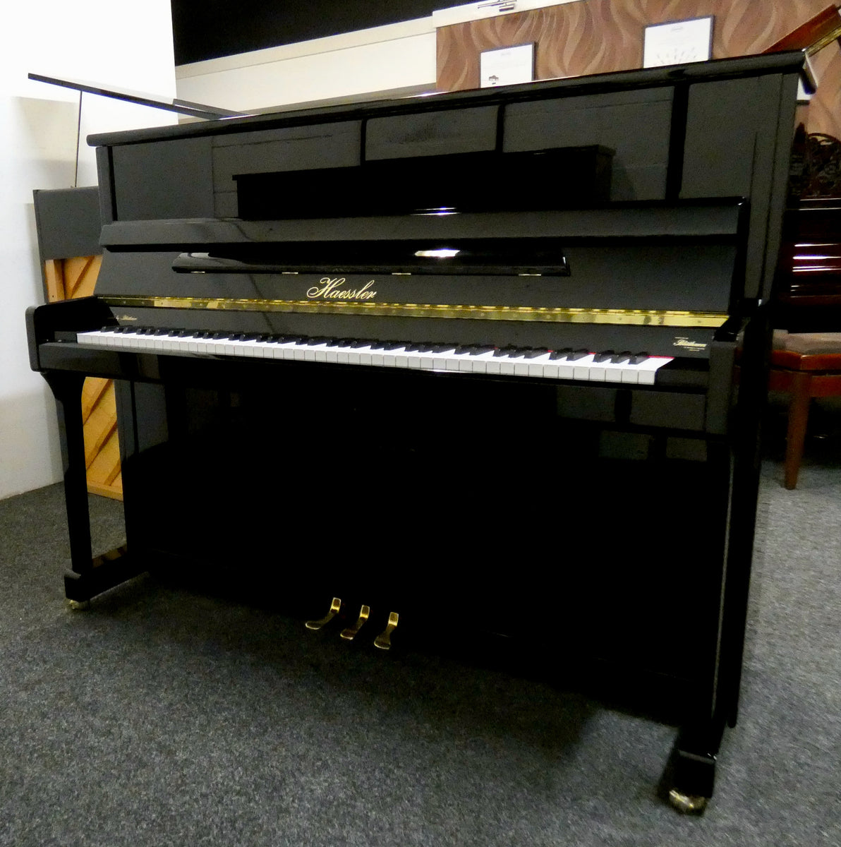 Haessler by Bluthner 118 Upright Piano in Black High Gloss Finish ...