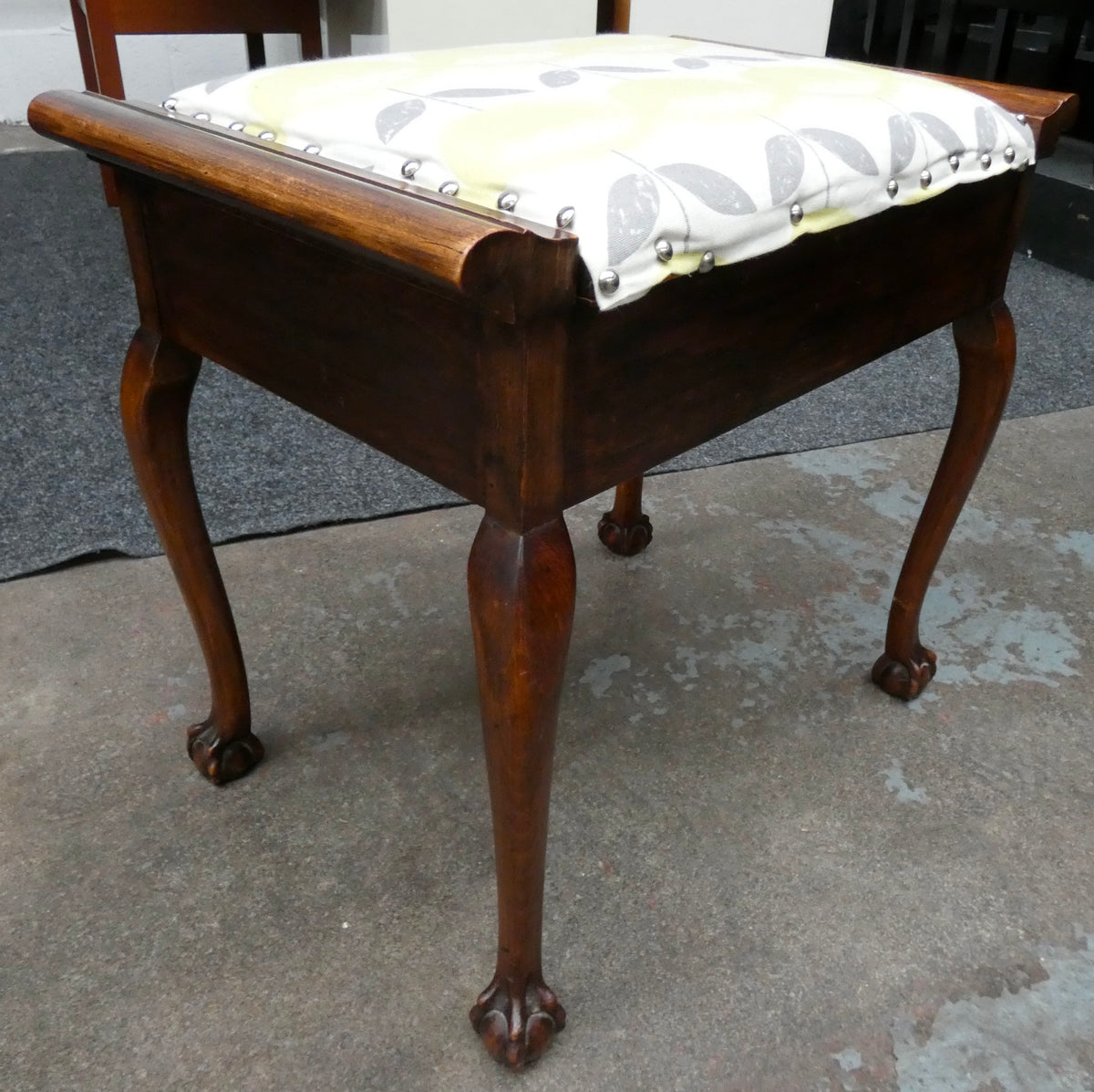 Antique Ball & Claw Style Piano Stool in Mahogany Finish With Storage ...