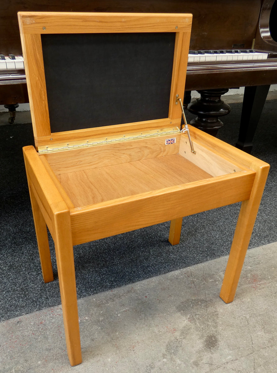 Ash Wood Piano Stool With Red Velour Top and Storage Compartment ...
